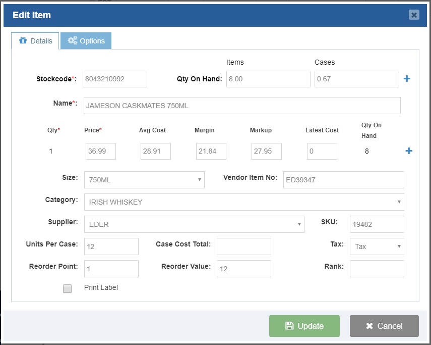 Adding an Item from the Register